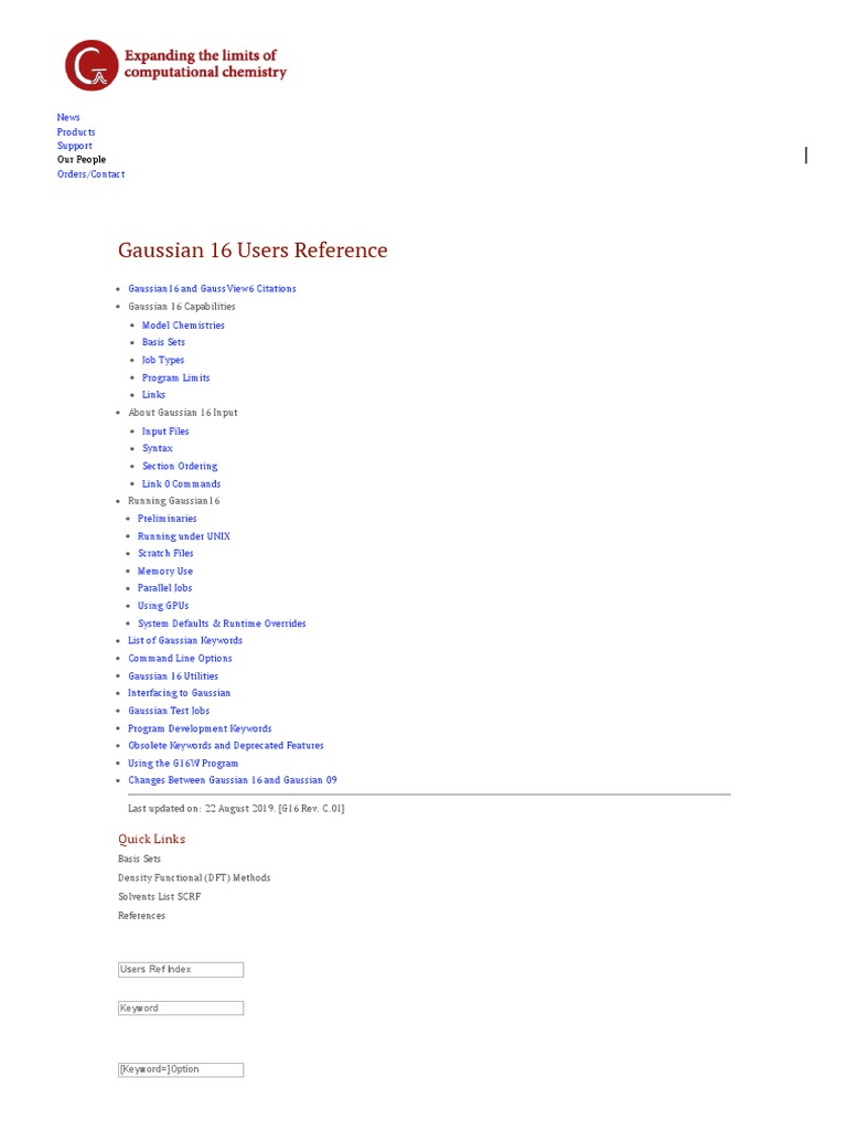 Gaussian 16 Users Reference | PDF
