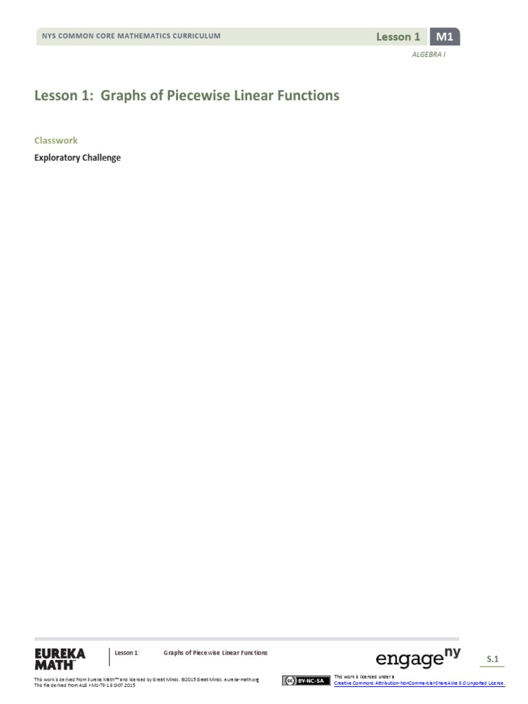 Lesson 1: Graphs of Piecewise Linear Functions: Classwork | PDF | Function (Mathematics ...
