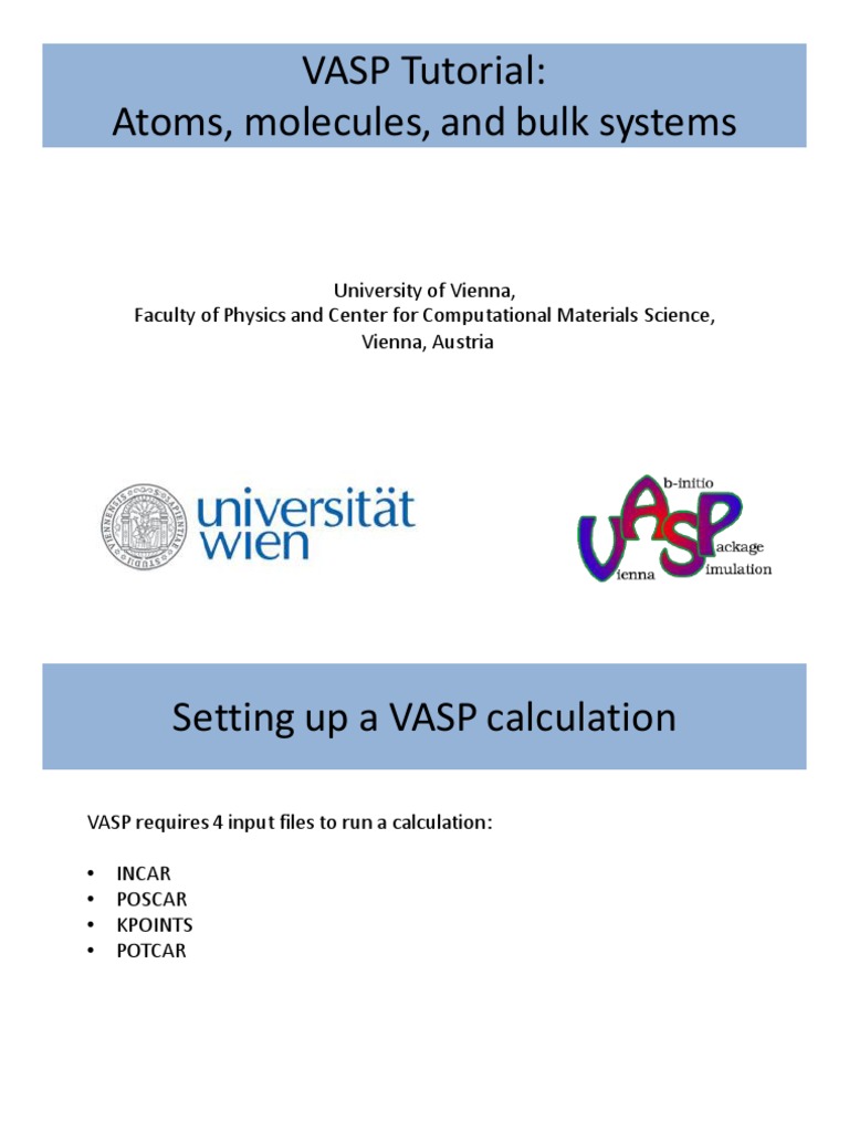 VASP Tutorial AtomsMoleculesBulk | PDF | Electronic Band Structure ...