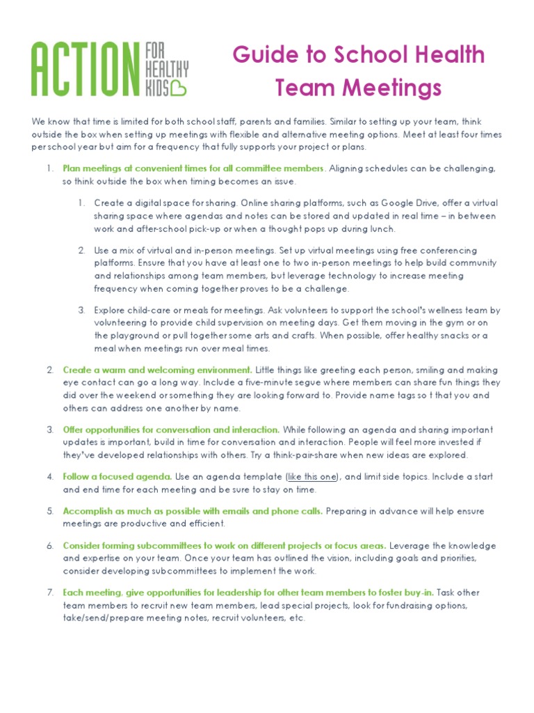 Guide To School Team Meetings | PDF | Communication | Business