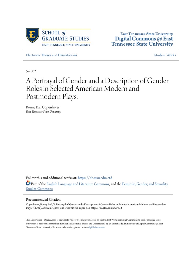 A Portrayal of Gender and A Description of Gender Roles in Select | PDF ...