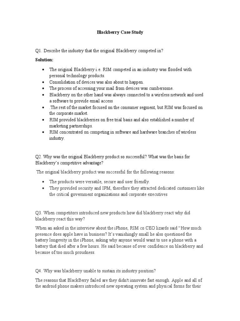 Blackberry Case Study | Download Free PDF | Blackberry | Black Berry Limited