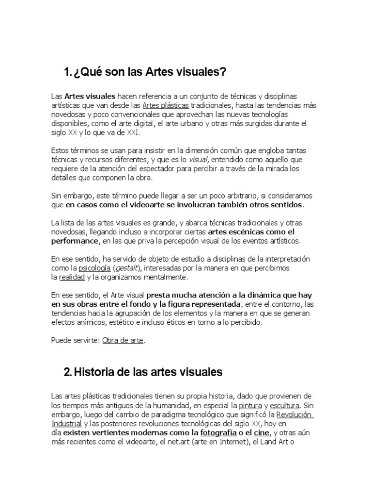 Definición y características de artes visuales | PDF | Estética | Artes ...