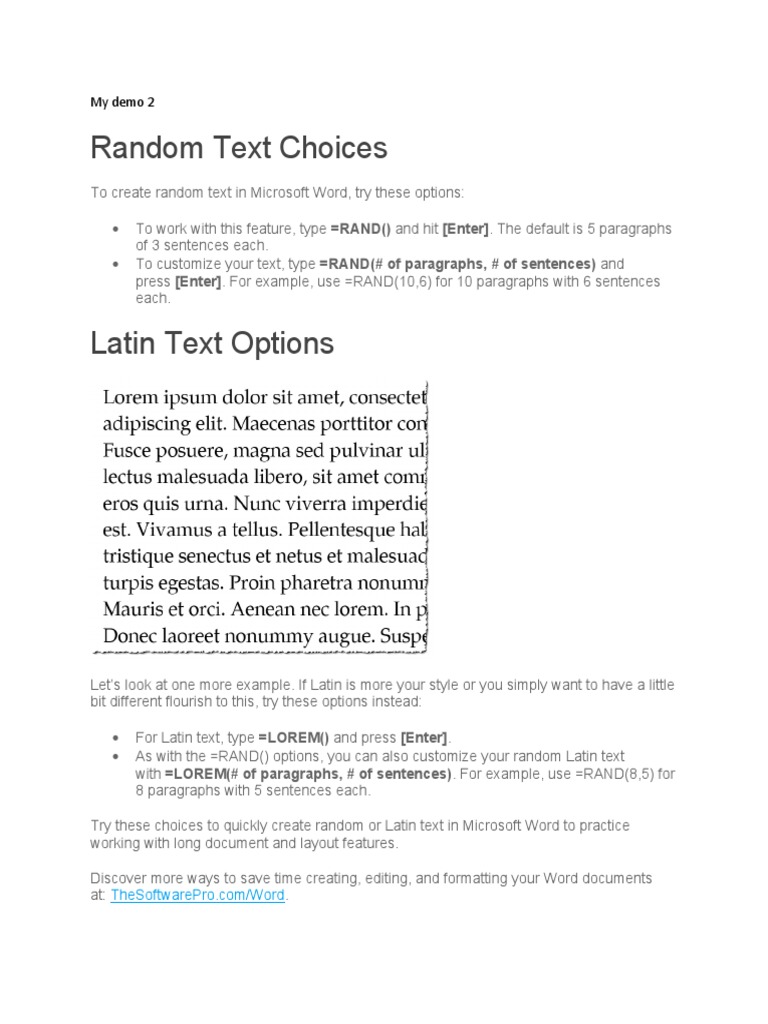 Generate Random Text in Word | PDF | Language Arts & Discipline | Computers
