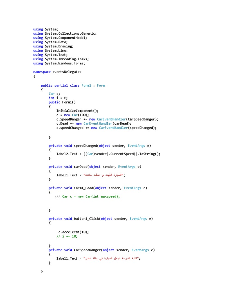 C# WinForms Car Speed App | PDF | Computer Programming | Object ...