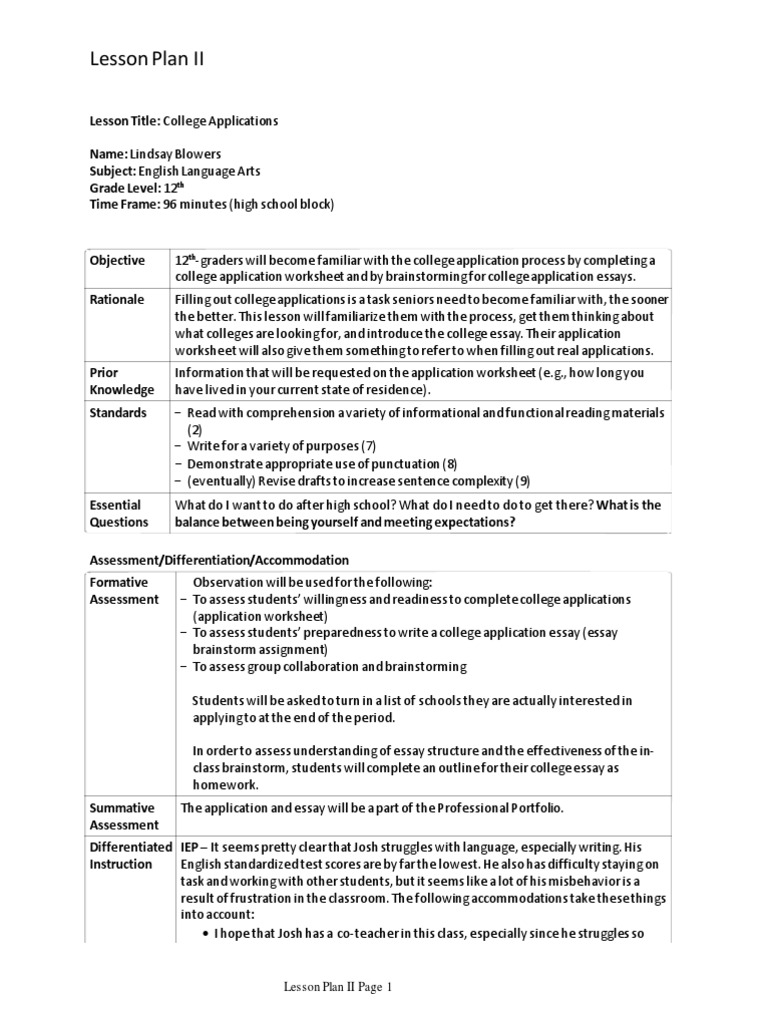 Colleges and Careers: Lesson Plan II | PDF | Lesson Plan | Brainstorming