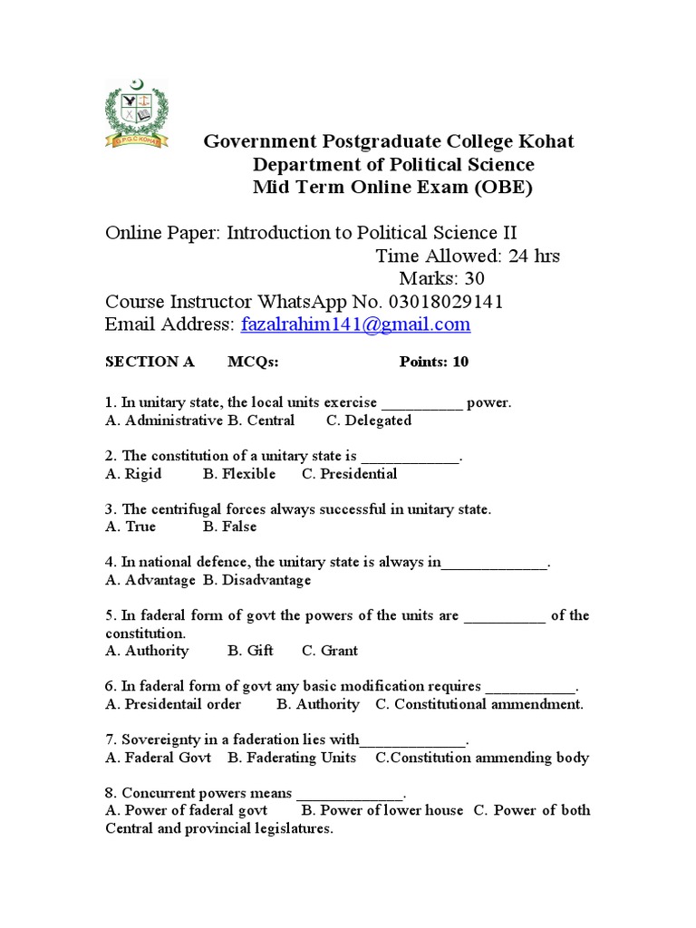 Intro To Pol SC Paper | PDF