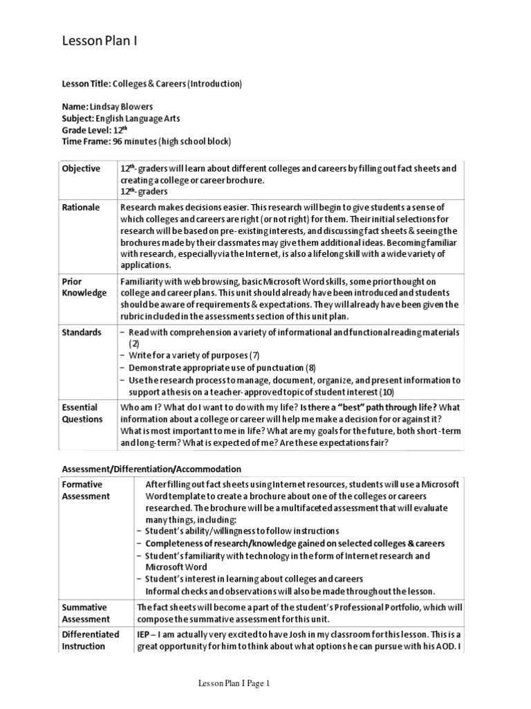 Exploring Colleges and Careers for Seniors | PDF | Educational ...