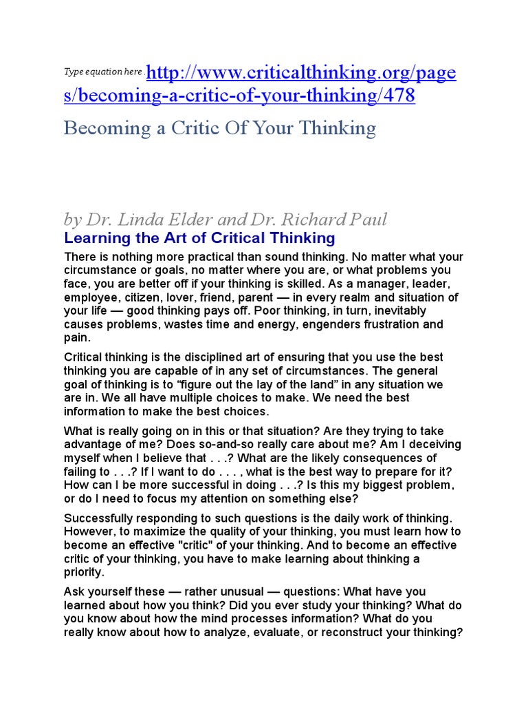 Critical Thinking Notes | PDF | Critical Thinking | Thought
