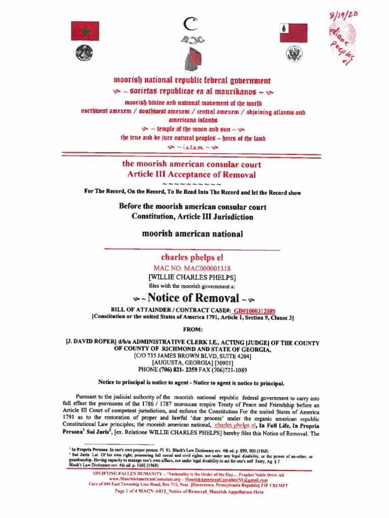 The Moorish American Consular Court Article III Acceptance of ...