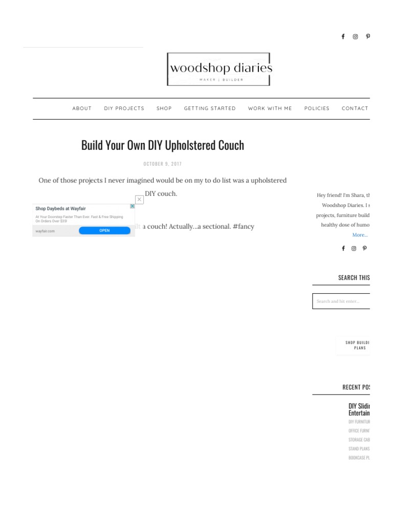 DIY Couch - How To Build and Upholster Your Own Sofa | PDF | Upholstery ...