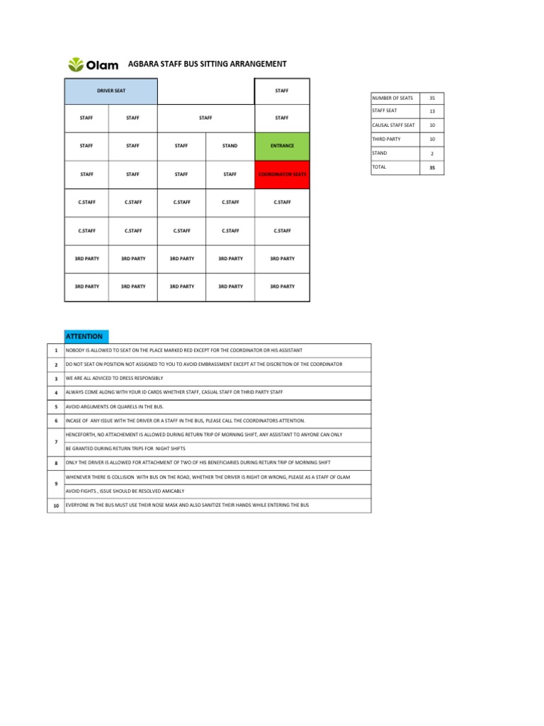 Bus Safety and Seating Guidelines | PDF