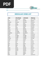 Regular and Irregular Verbs List | PDF | English Grammar | Semantics