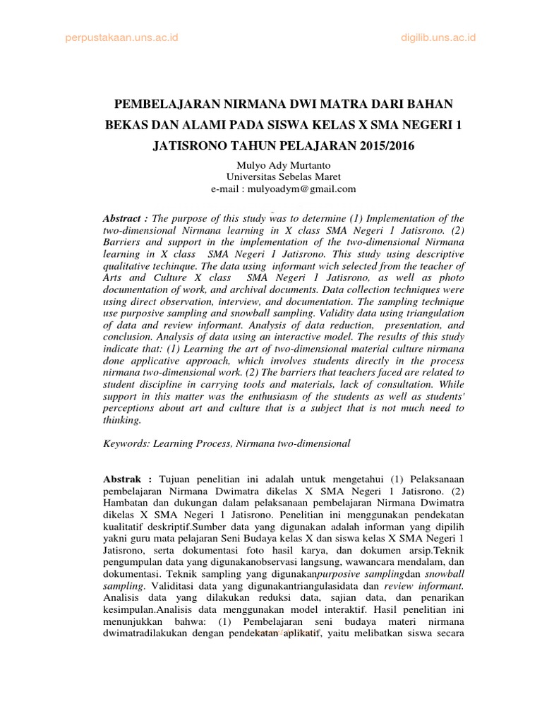 Pembelajaran Nirmana Dwi Matra Dari Bahan Bekas Dan Alami Pada Siswa ...