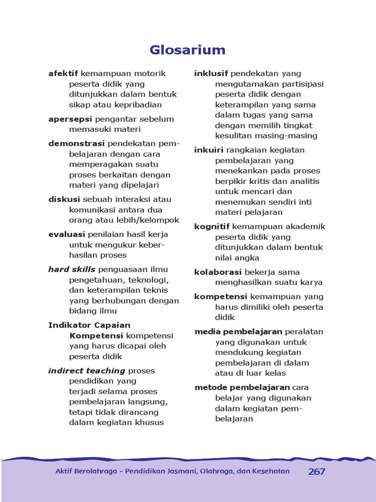 BG PJOK Kelas 5 Glosarium PDF | PDF