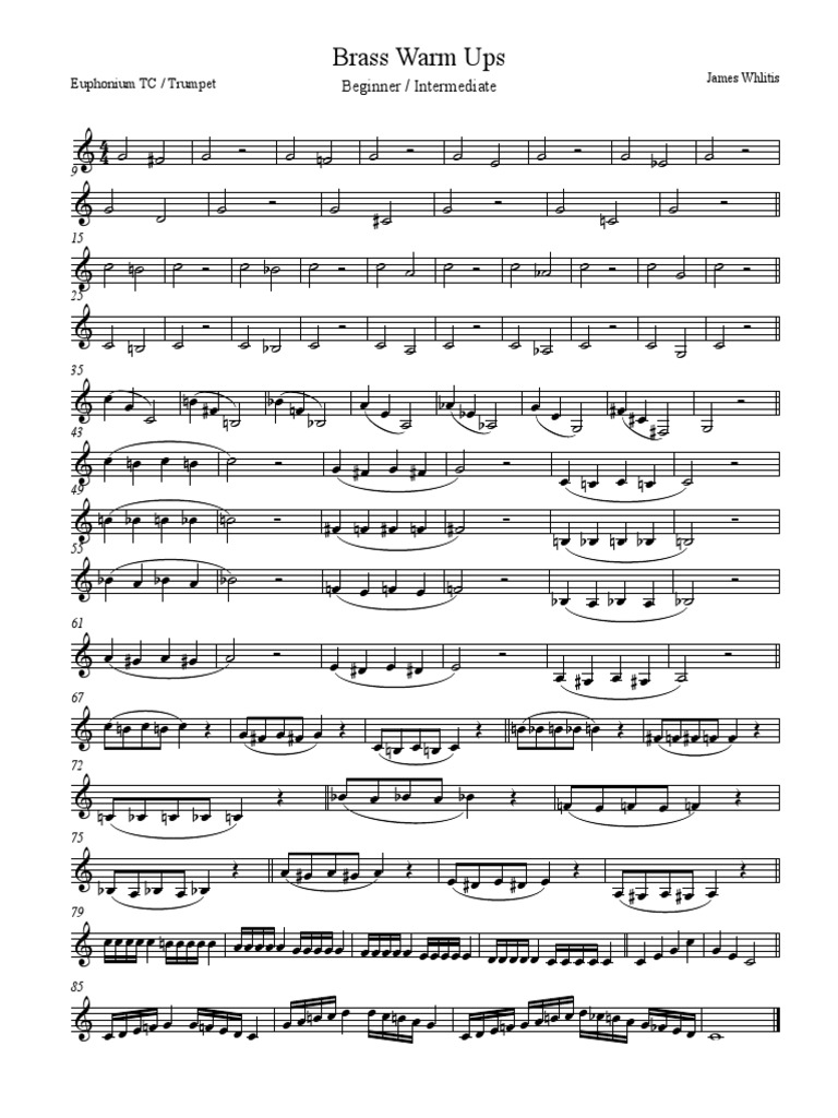 Brass Warm Ups: Beginner / Intermediate | PDF | Brass Instruments ...