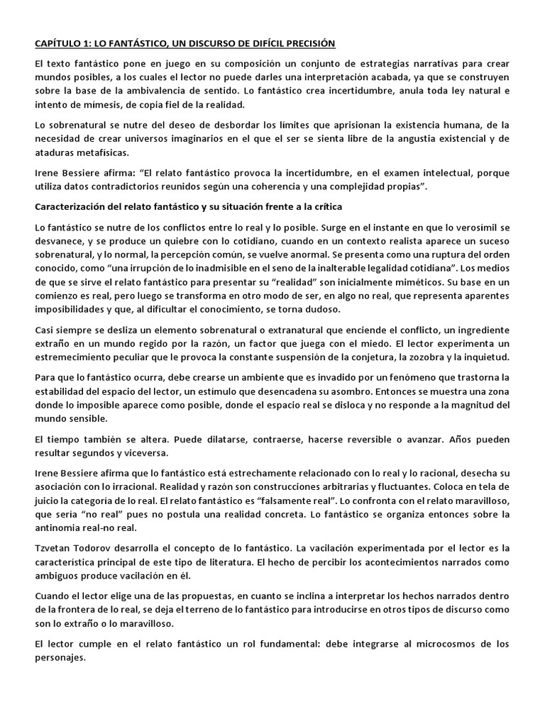 Capítulo 1 Lo Fantástico Capano | PDF | Fantasía | Realidad
