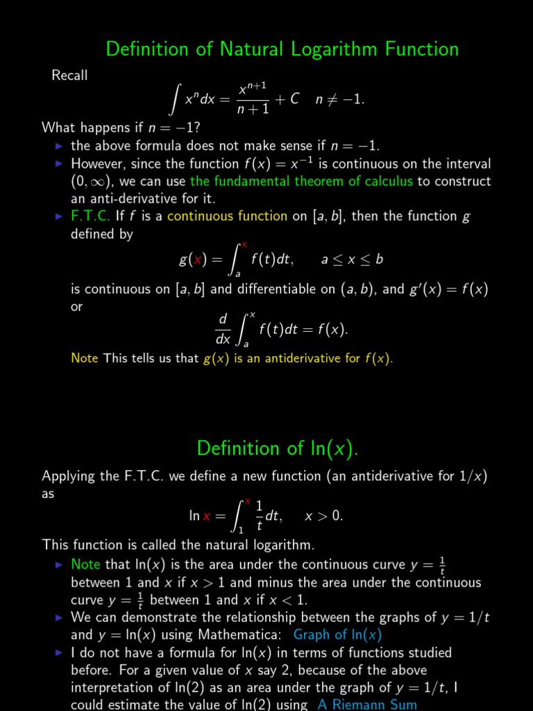 Natural Logarithm Explained | PDF | Function (Mathematics) | Calculus