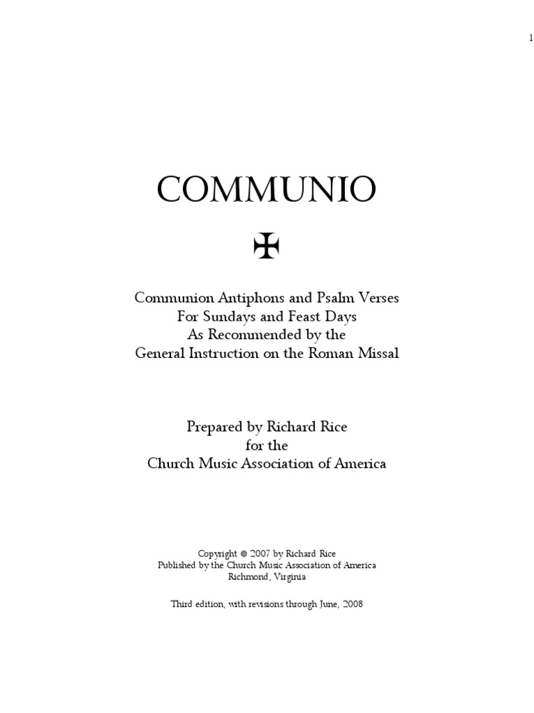 2008 - Communio | PDF | Church Music Association Of America | Mass (Liturgy)