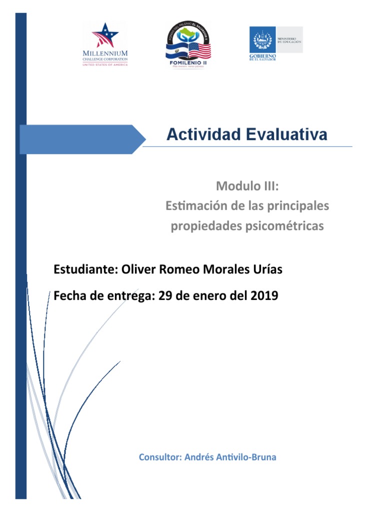 TAREA MODULO III Oliver | PDF | Alfa de Cronbach | Análisis estadístico