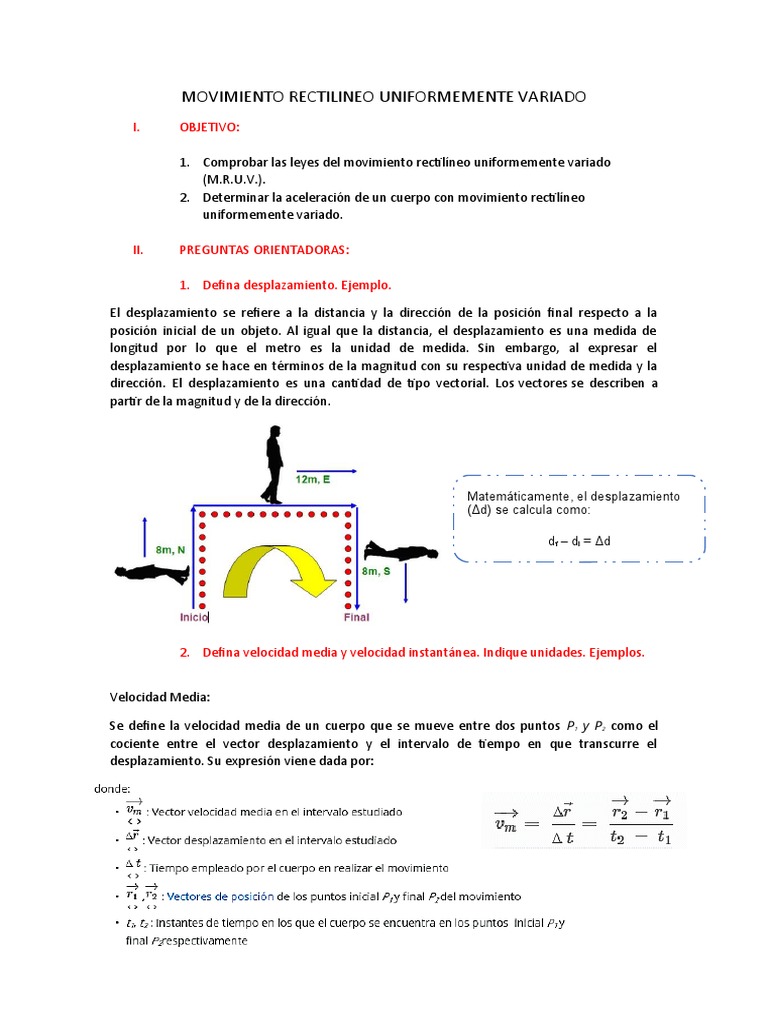 Movimiento Rectilineo Uniformemente Variado | PDF | Velocidad | Aceleración
