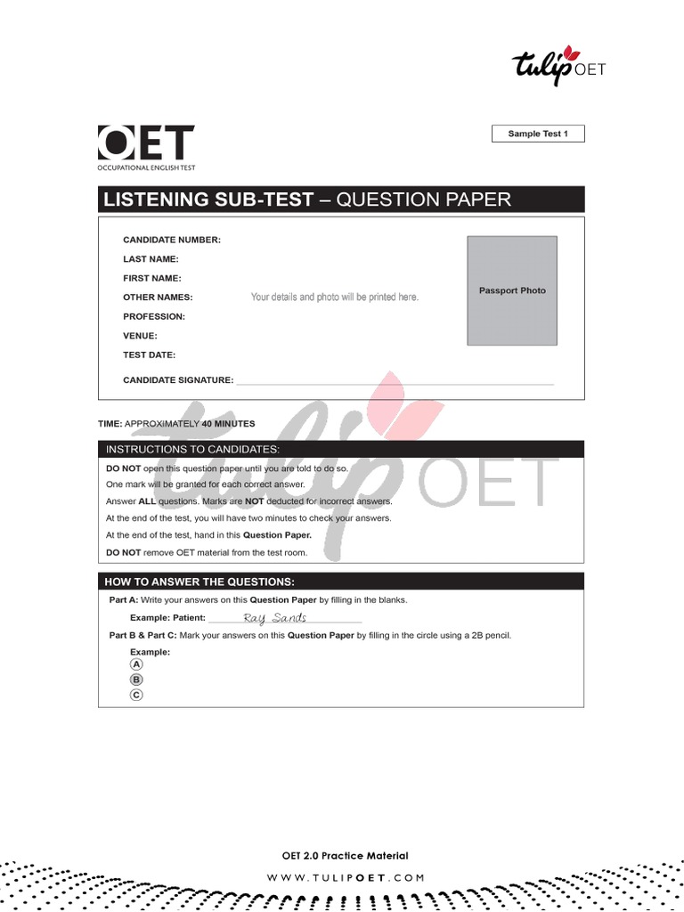 OET Sample Listening PDF | PDF
