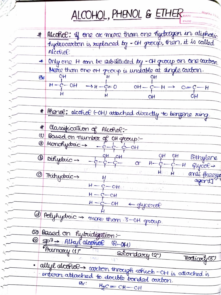 Alcohol Phenol and Ether SCH PDF | PDF | Chemical Compounds | Organic ...