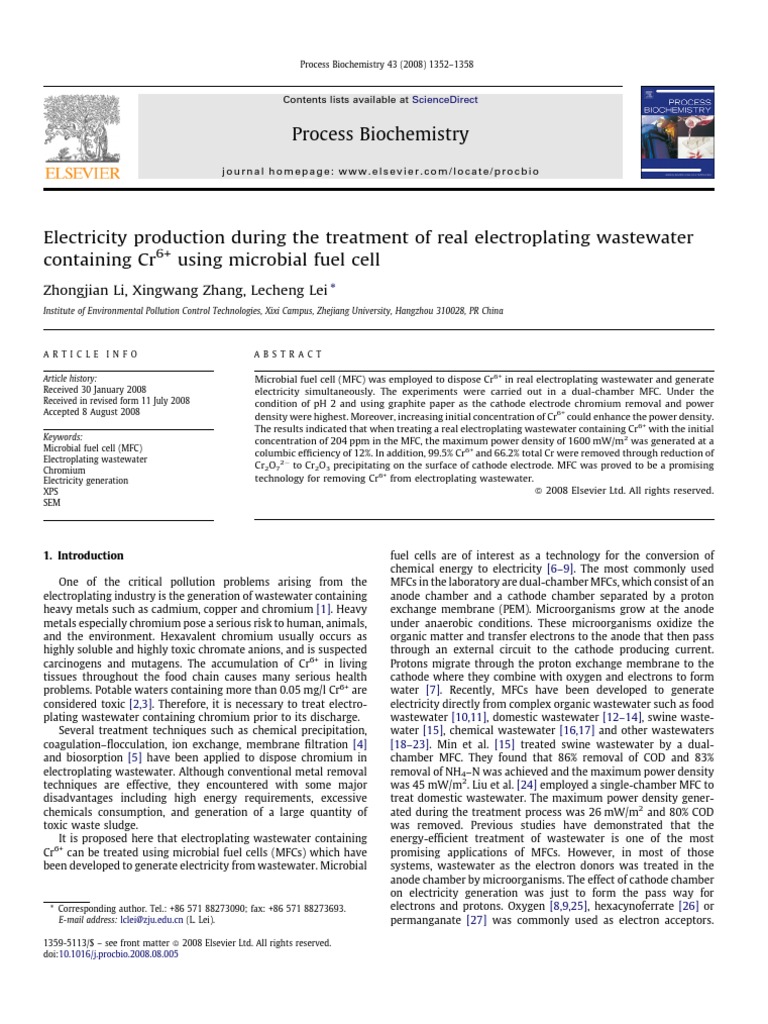 Electricity Production During The Treatment of Real Electroplating ...