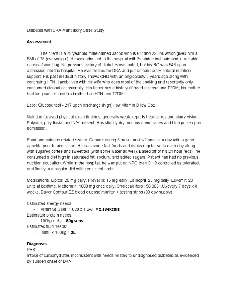 Diabetes With Dka Mandatory Case Study 1 | PDF | Diabetes | Carbohydrates
