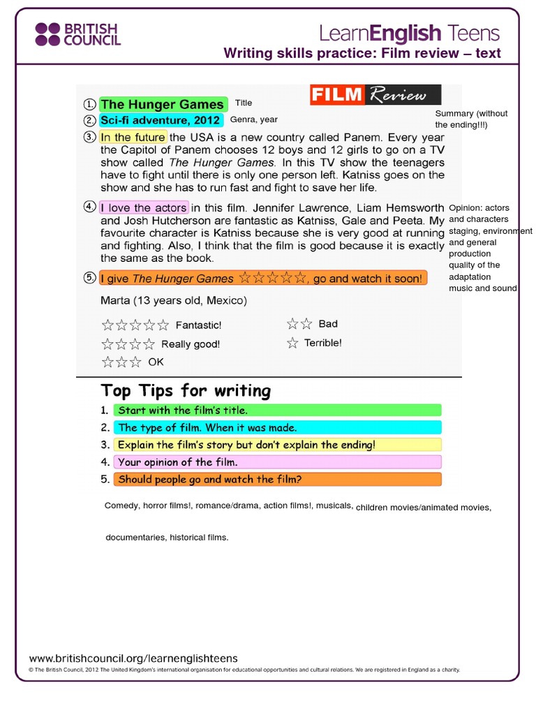 Writing Skills Practice: Film Review - Text | PDF