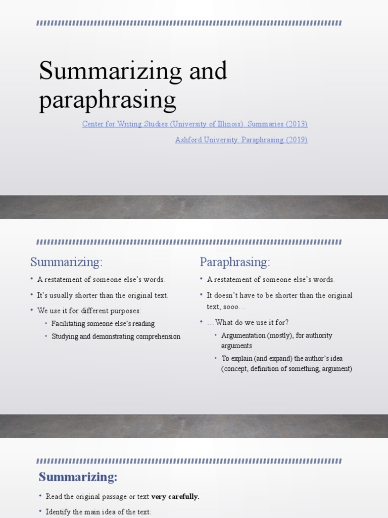 Summarizing and Paraphrasing | PDF | Speed Reading