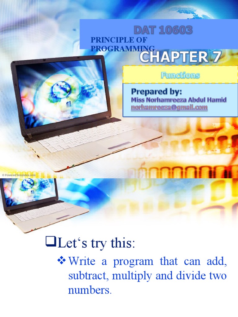 Chapter 7 - Functions | PDF | Parameter (Computer Programming) | Subroutine Chapter 7 - Functions | PDF | Parameter (Computer Programming) | Subroutine