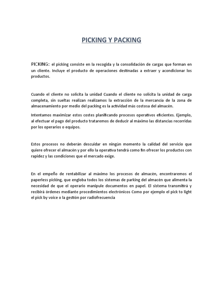 Picking y Packing | PDF
