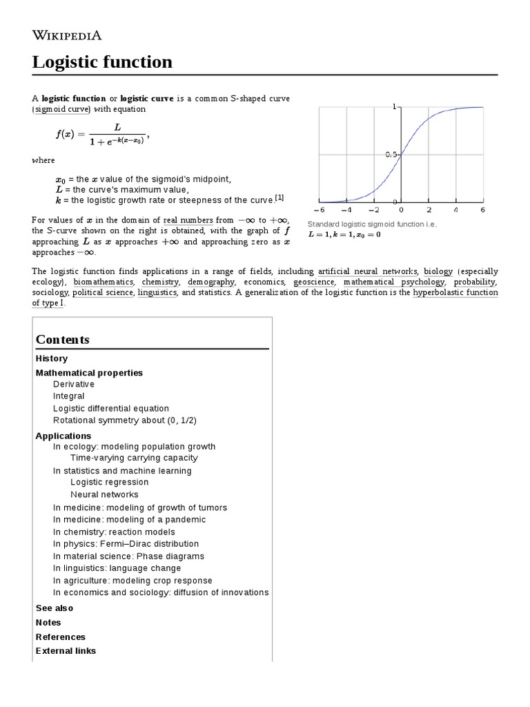 Logistic Function: History Mathematical Properties | PDF | Logistic ...