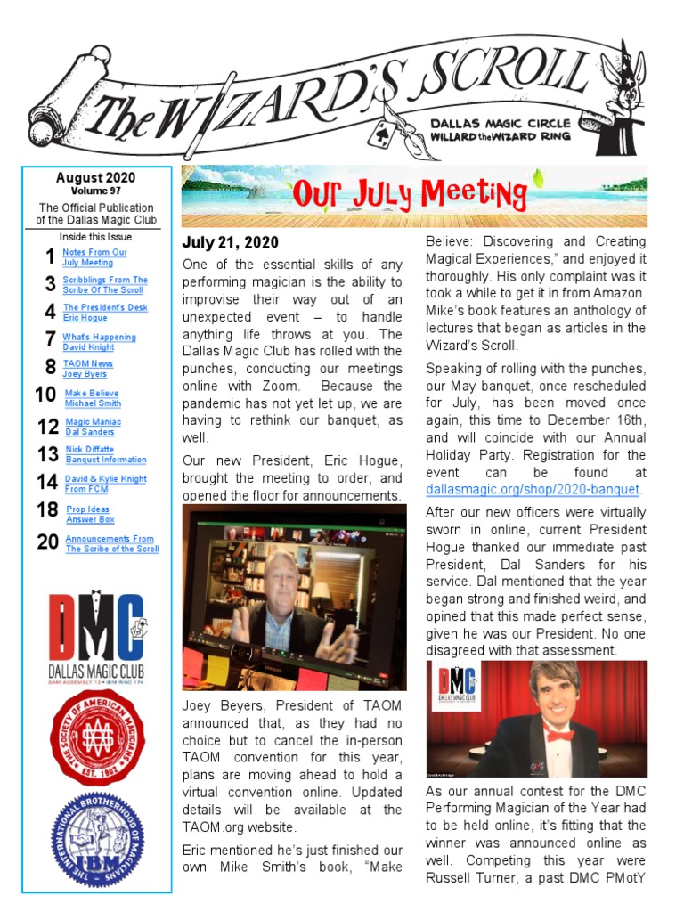 Wizard's Scroll August 2020 | PDF | Magic (Illusion) | Dream