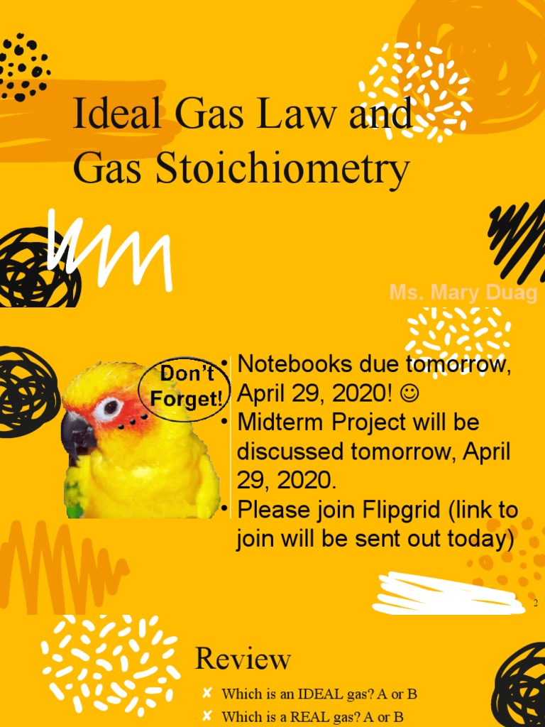 Ideal Gas Law & Stoichiometry Guide | PDF | Home & Garden | Science ...