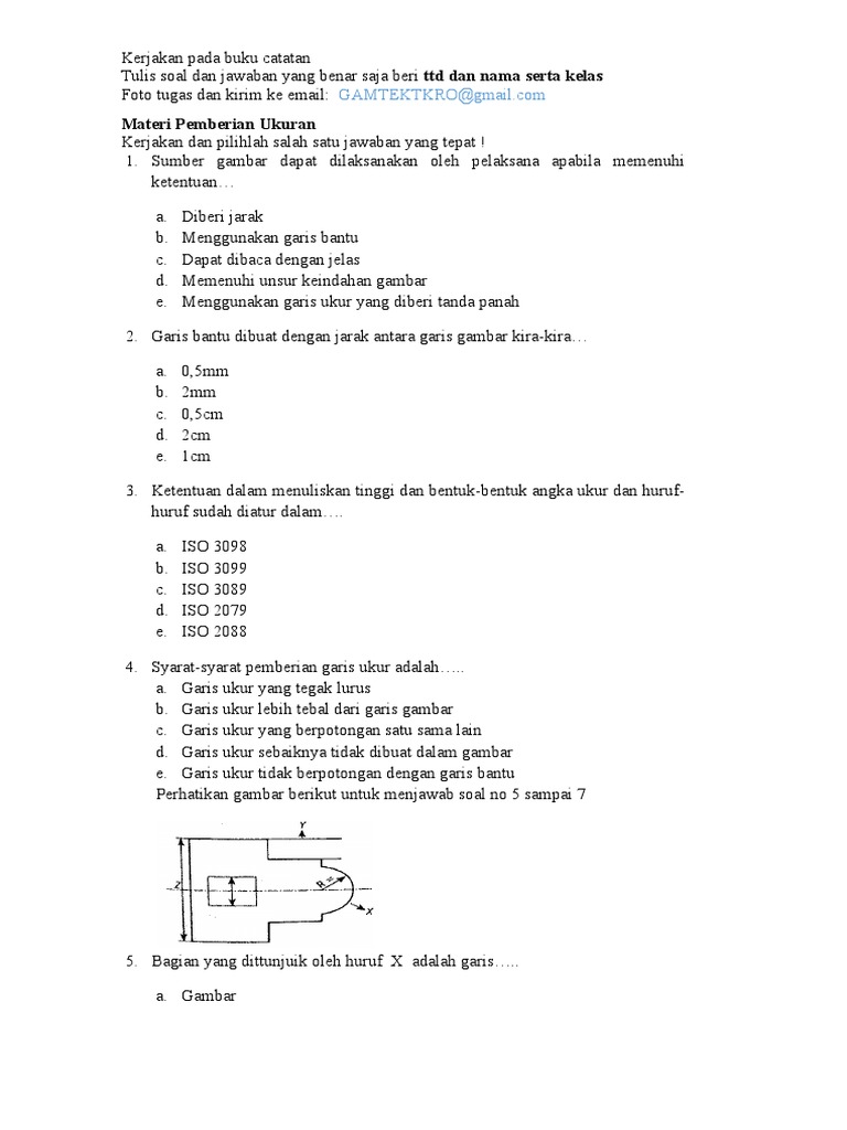 Soal Gamtek Materi Pemberian Ukuran | PDF