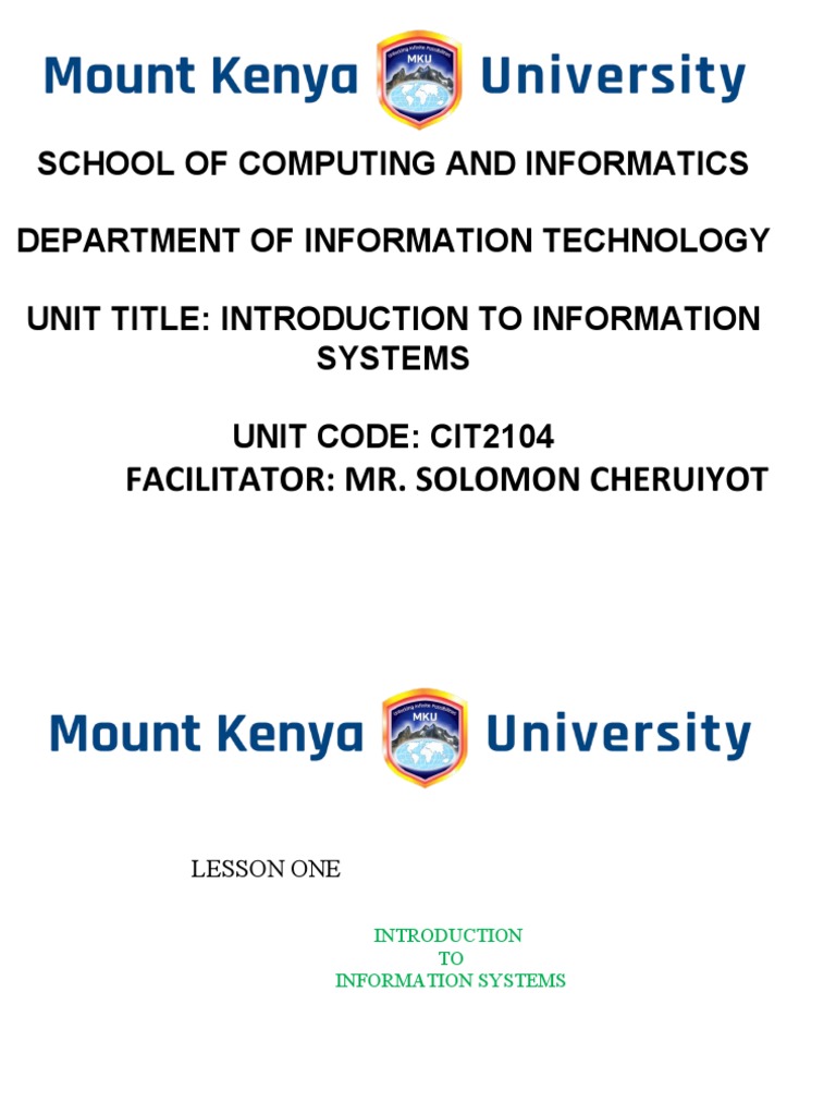 School of Computing and Informatics Department of Information ...
