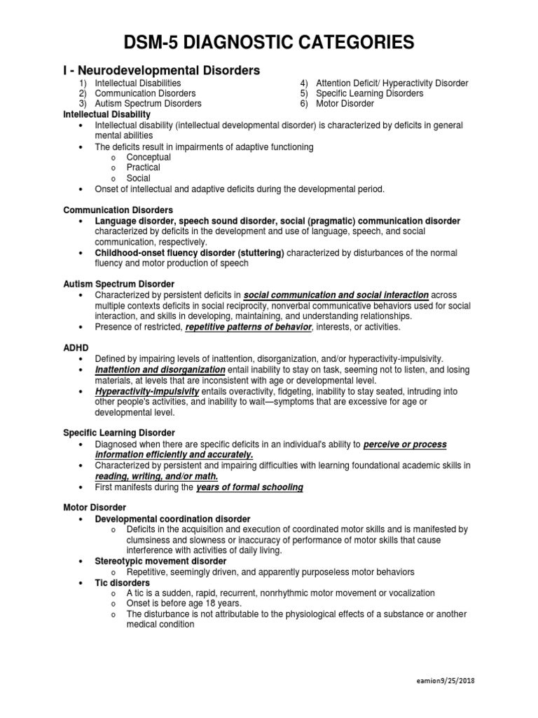 DSM 5 Diagnostic Categories | PDF | Anxiety Disorder | Mental Disorder