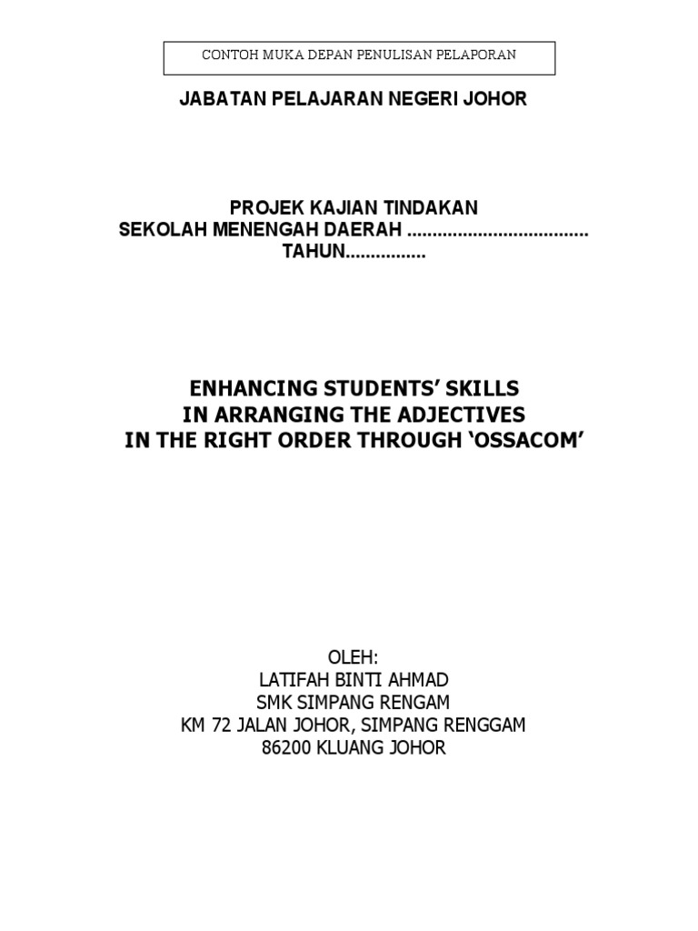 CTH Laporan Kajian Tindakan | PDF