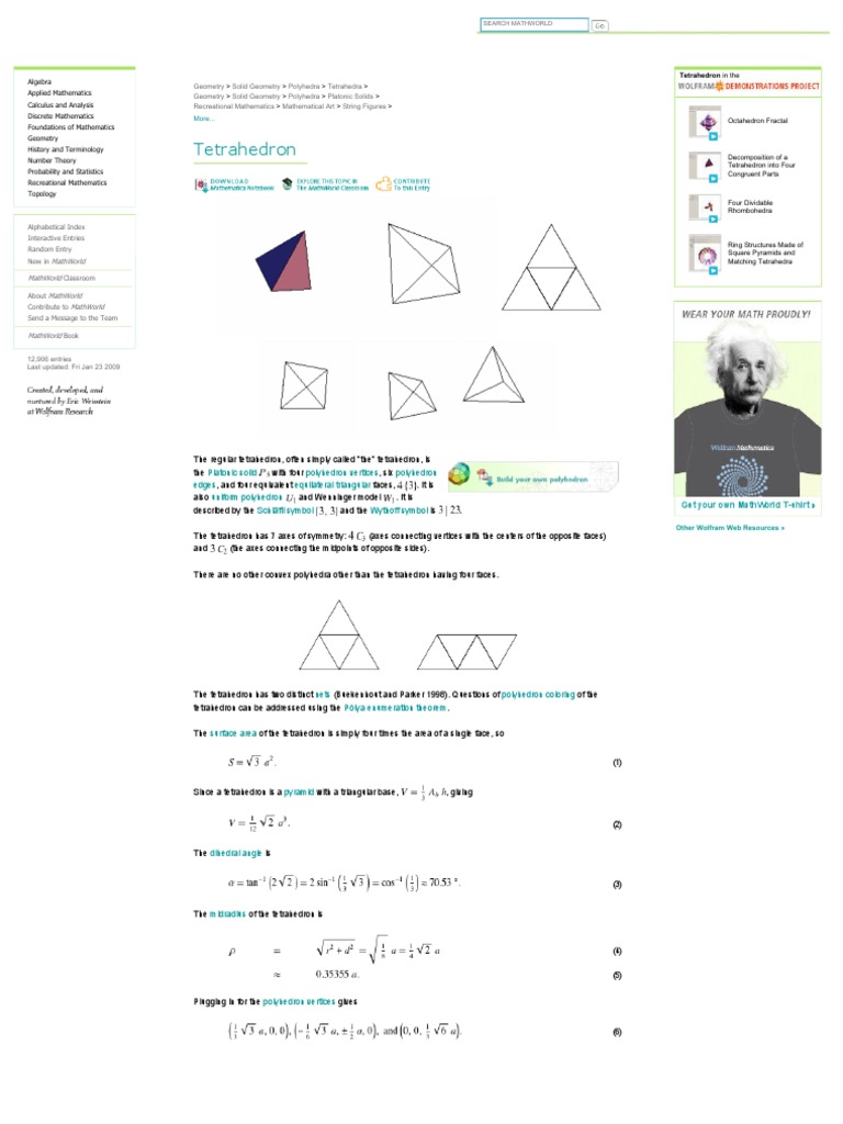 Tetrahedron | PDF | Tetrahedron | Elementary Geometry