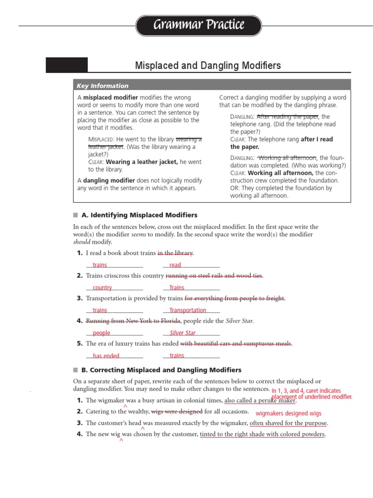 Misplaced Modifiers | PDF | Wig | Language Mechanics