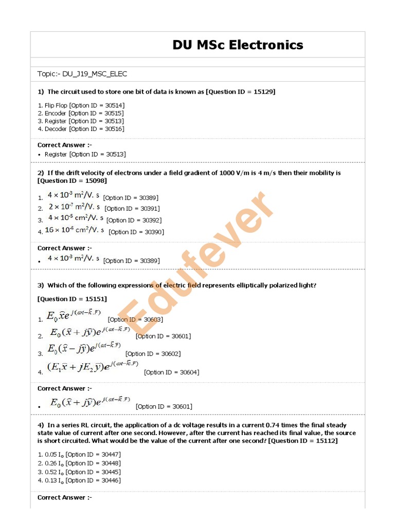 Edufever: Du MSC Electronics | PDF | Electrical Network | Amplifier