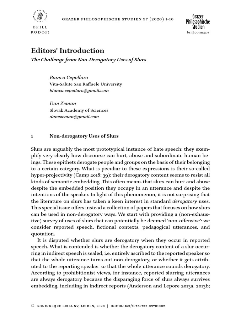 2020 The Challenge From Non Derogatory PDF | PDF | Linguistics | Semantics