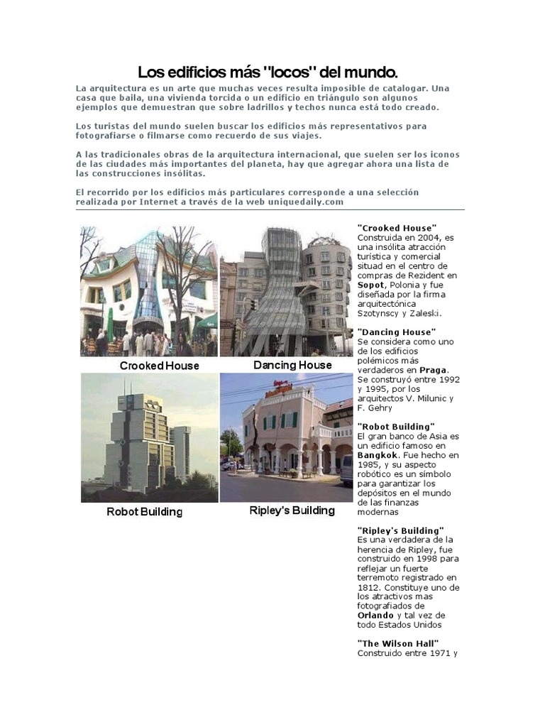 Los Edificios Más Locos Del Mundo. | PDF | Medios de arte