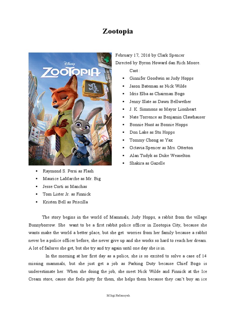 Zootopia Movie Review - Judy and Nick Solve Missing Mammal Case | PDF ...