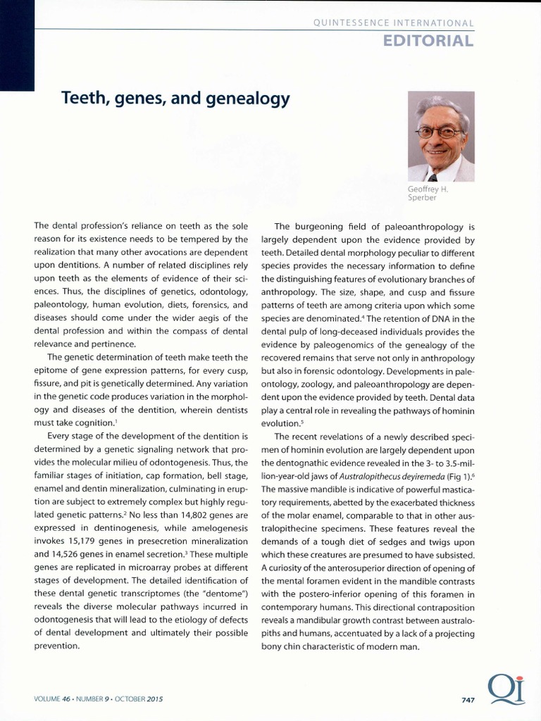 Teeth, Genes, and Genealogy | PDF | Tooth Enamel | Dentistry
