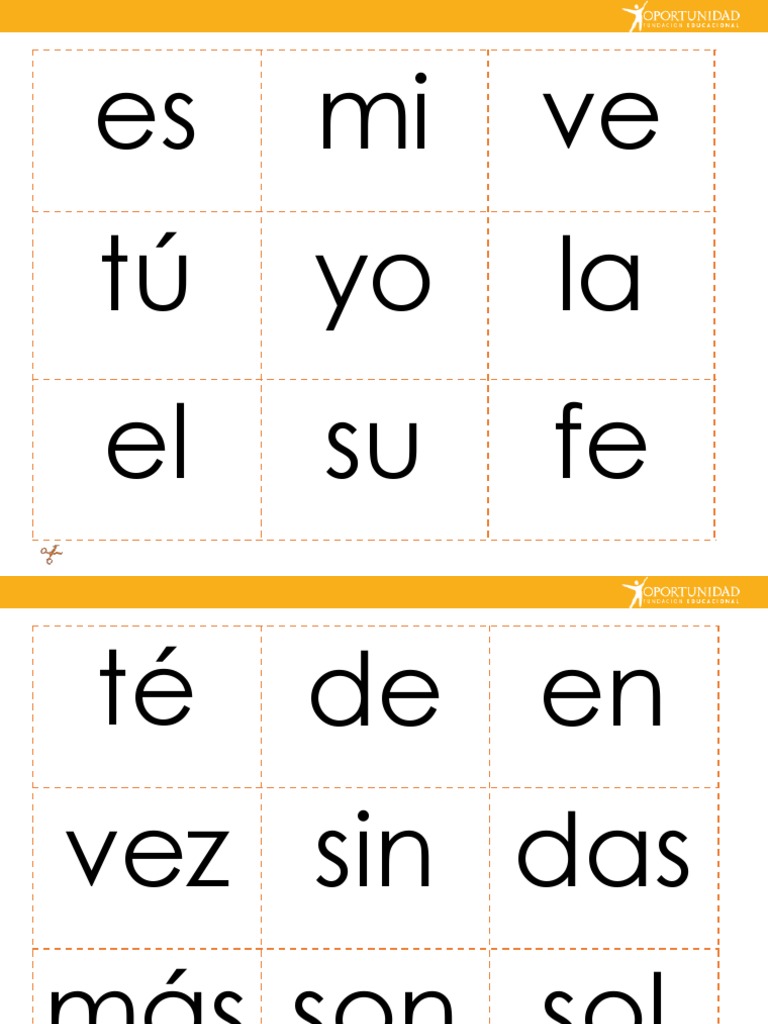 93 Palabras de 2 y 3 Sonidos | PDF