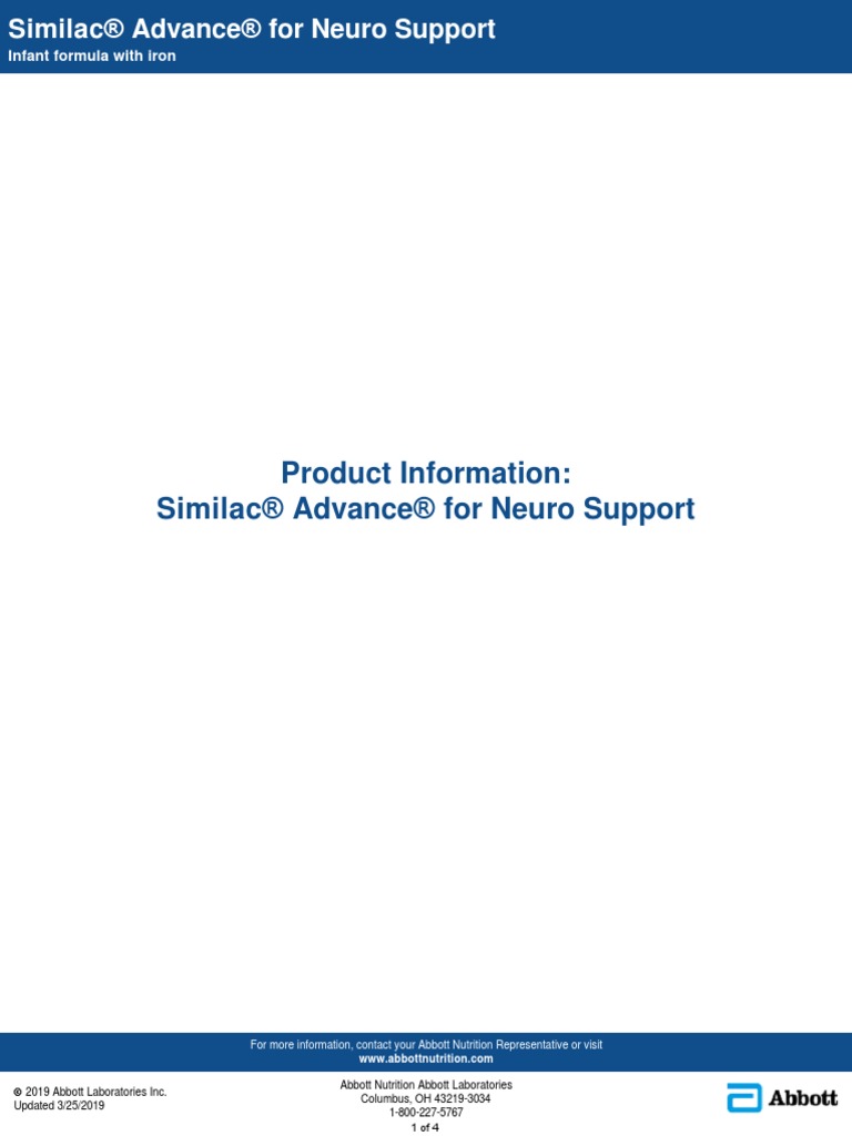 Product Information: Similac ® Advance® For Neuro Support: Infant ...