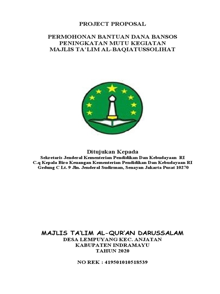 Project Proposal Permohonan Bantuan Dana | PDF